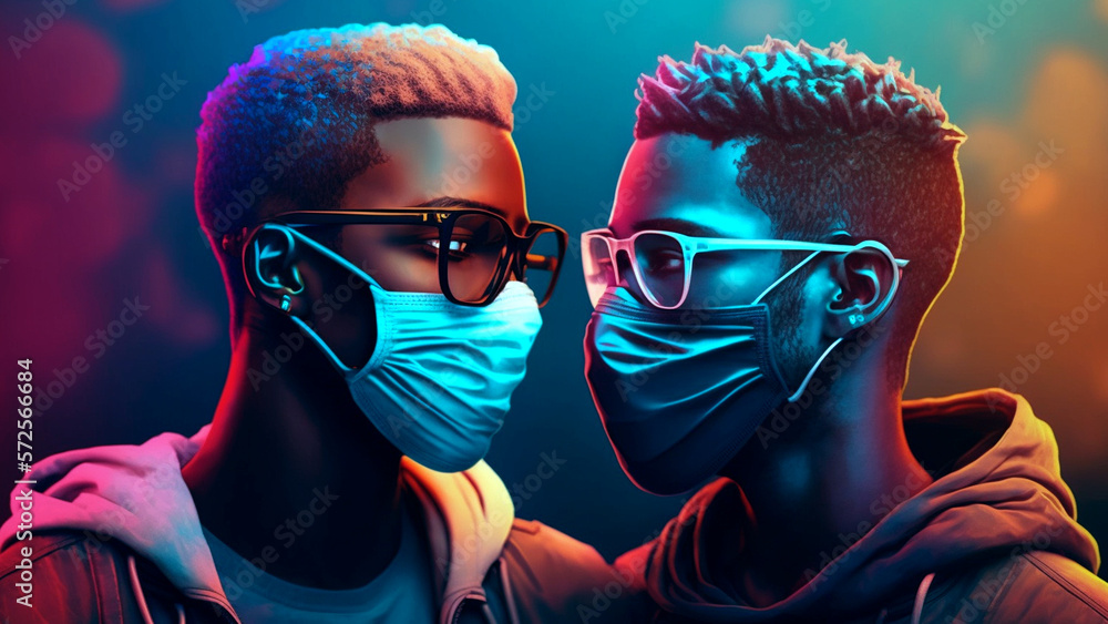 POC and LGBTQ+ Couple of two black men showing love and affection ...