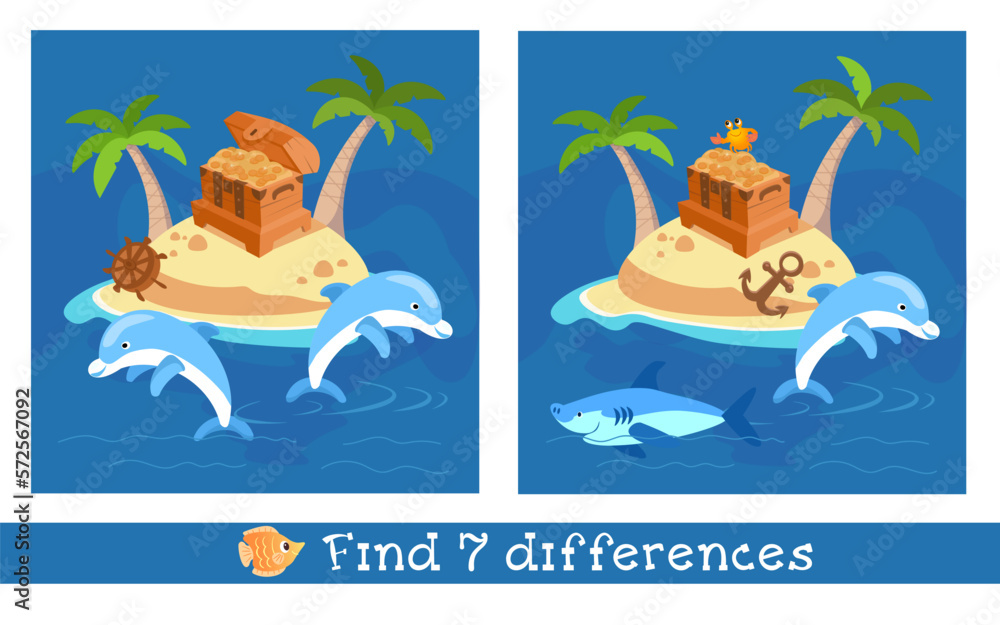 Find 7 hidden differences. Educational puzzle game for children. Cute ...