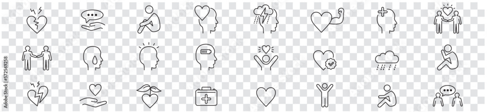 Psychology and mental line icons collection Vector illustration Stock ...