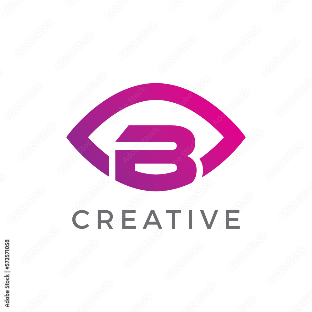 Eye Letter B Logo. B Letter Design Vector with Eye. Stock Vector ...