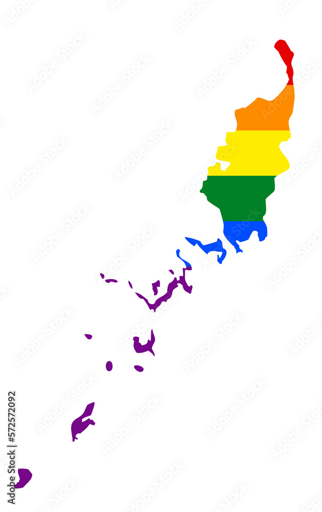 LGBT flag map of the Palau. PNG rainbow map of the Palau in colors of ...
