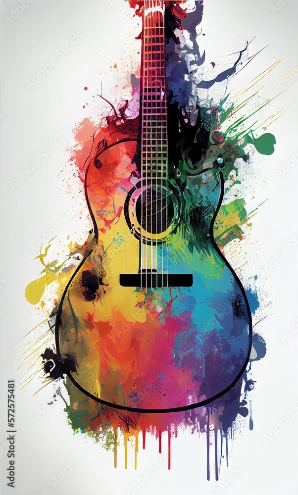 Guitar. Music graphite poster, background, wallpaper. Printable artwork ...