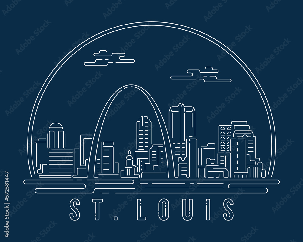 St.Louis - Cityscape with white abstract line corner curve modern style ...