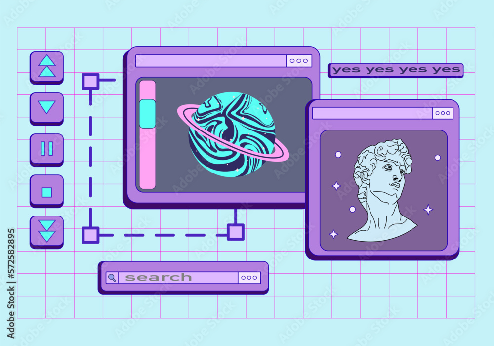 Cute Retro Vaporwave Desktop with Message. retro browser computer ...
