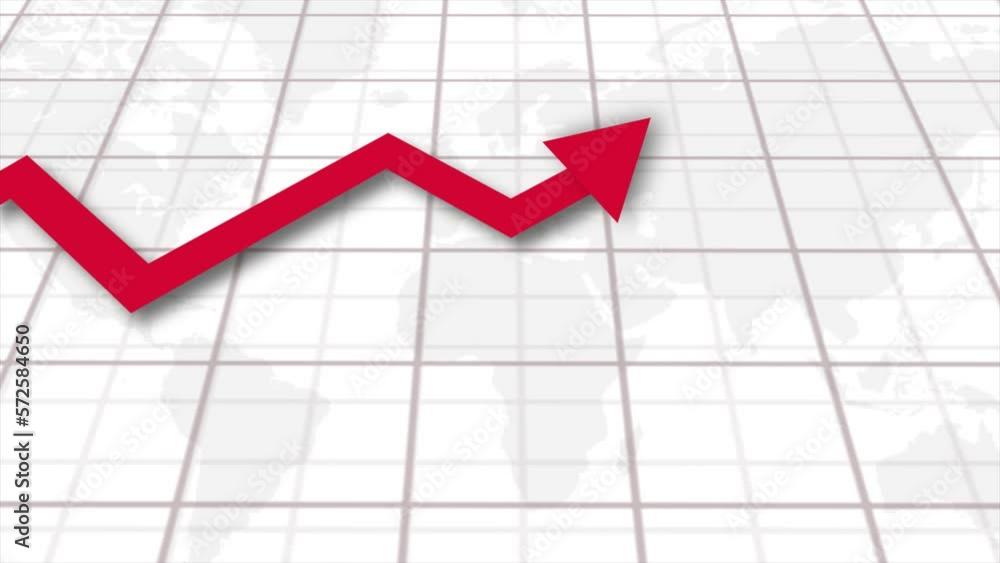 Animation Of Business red Growth Arrow rising and moving on white ...