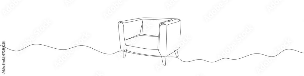 Continuous linear drawing of armchair. Single line drawing of chair ...