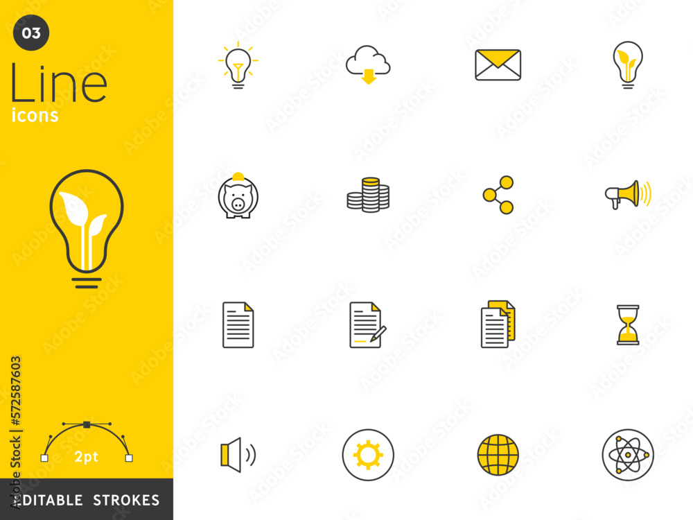 Environment and basic line icons collection, editable strokes. For ...