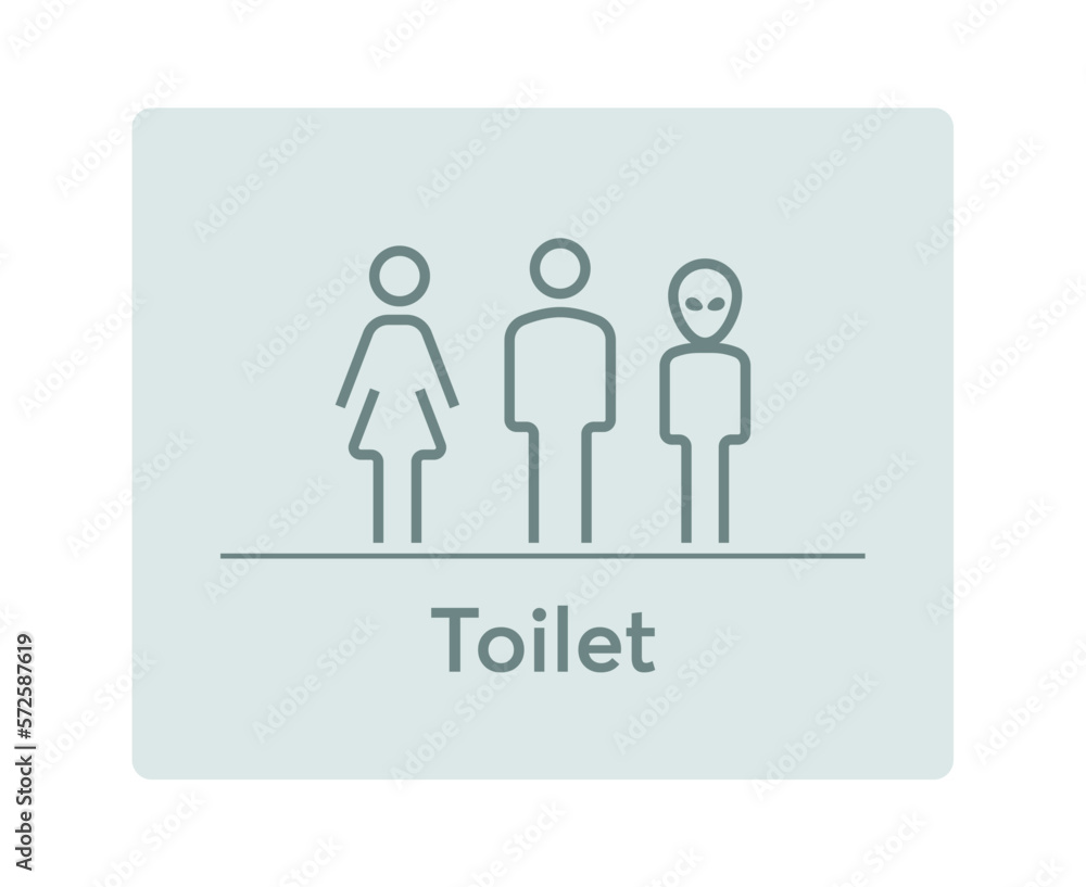 Restroom male and female and alien sign thin line vector illustration ...