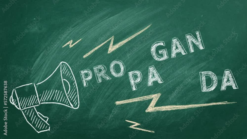 Propaganda and fake news concept. Illustration on greenboard. A ...