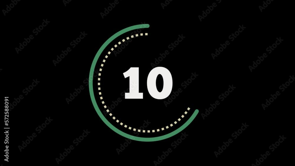 15 seconds dashed (dotted) circle countdown. Moss Green and White on ...