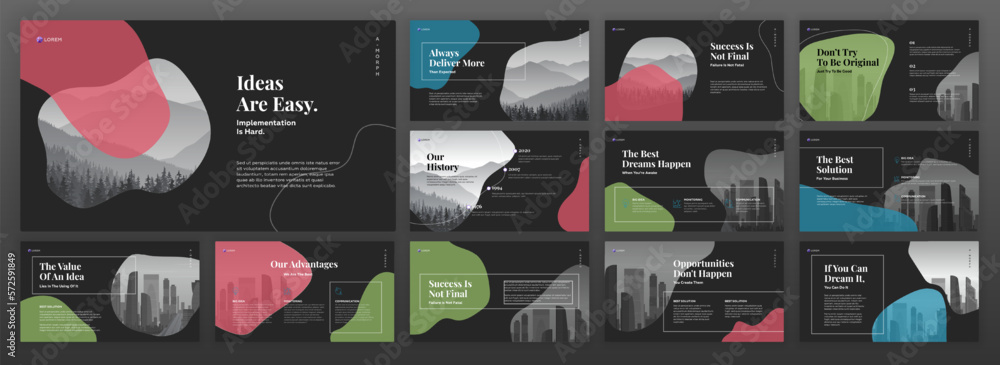 Creative Powerpoint presentation templates set. Use for modern Keynote ...