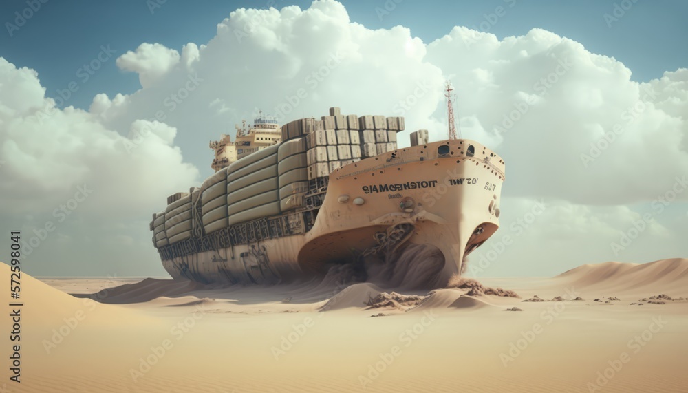 Logistics Challenges - Container Freight Ship Stuck in Desert Sands ...