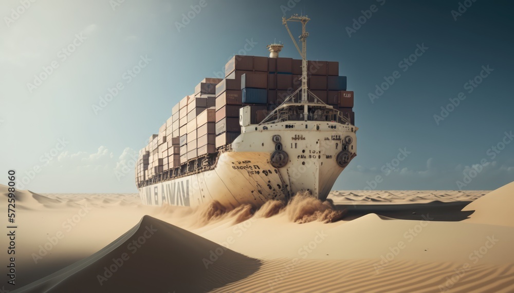 Logistics Challenges - Container Freight Ship Stuck in Desert Sands ...
