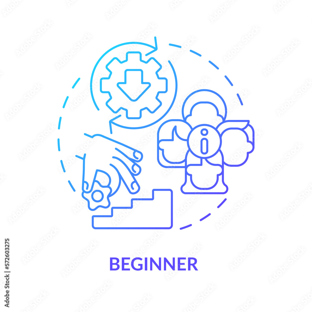 Beginner blue gradient concept icon. Start way to equity in workplace ... Beginner blue gradient concept icon. Start way to equity in workplace ...