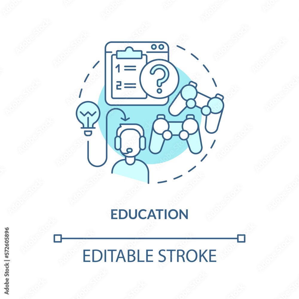 Education turquoise concept icon. User learning. Game mechanics in ...