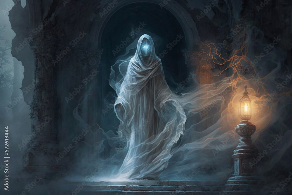 a dark mysterious disembodied ghost, created by a neural network ...