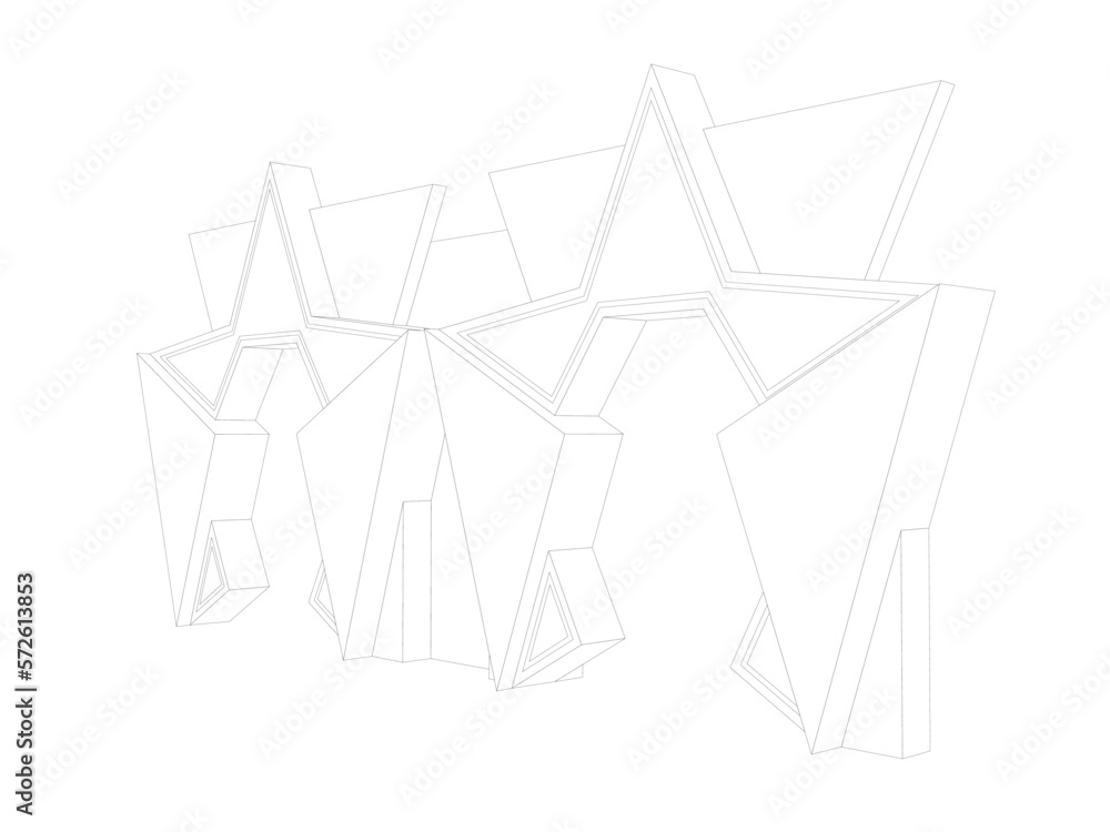 3d gate double entrance star decoration style with blank space logo ...