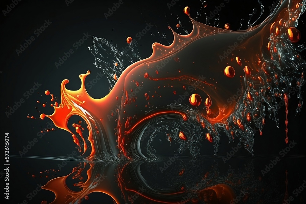 3D Black Wallpaper of waves pattern in fiery red theme. Created by Generative AI. Stock ...