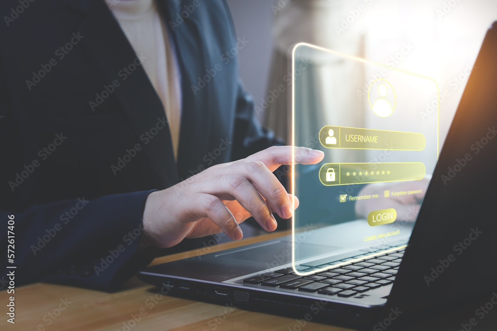 Cybersecurity global network security technology. Businessman login ... Cybersecurity global network security technology. Businessman login ...