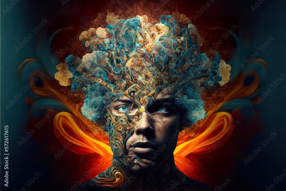 Interpretation of subconscious. Universe in mind. Created with ...