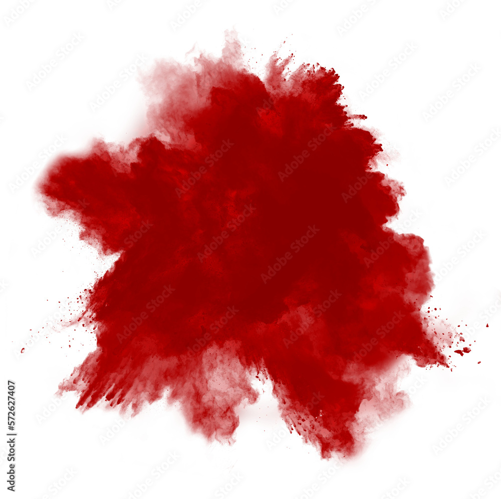 abstract powder splatted background. red powder explosion on ...
