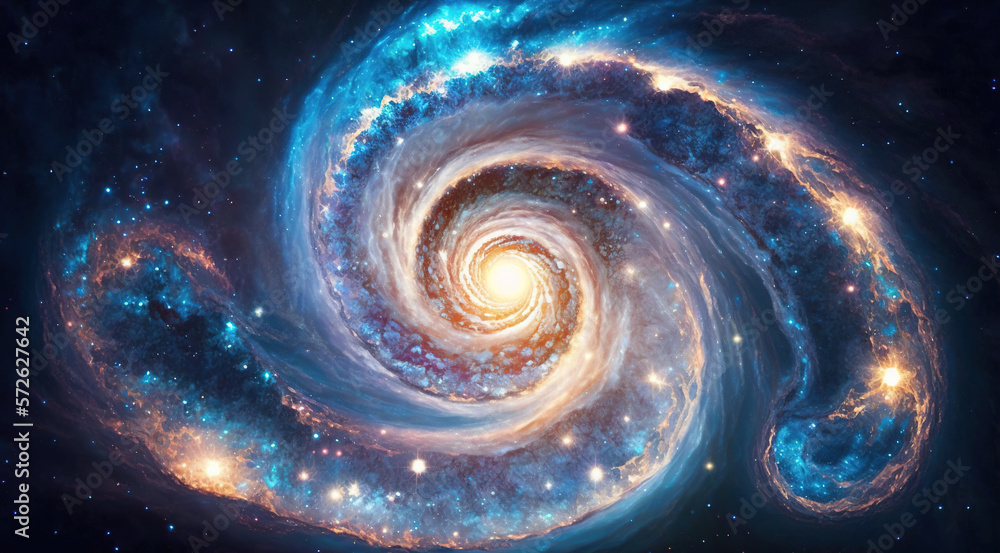 Cosmic Wonder: Colorful Spiral Galaxy in Deep Space, with nebula and ...