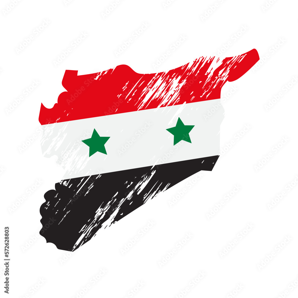 Syria map hand drawn sketch. illustration flag, children drawing ...