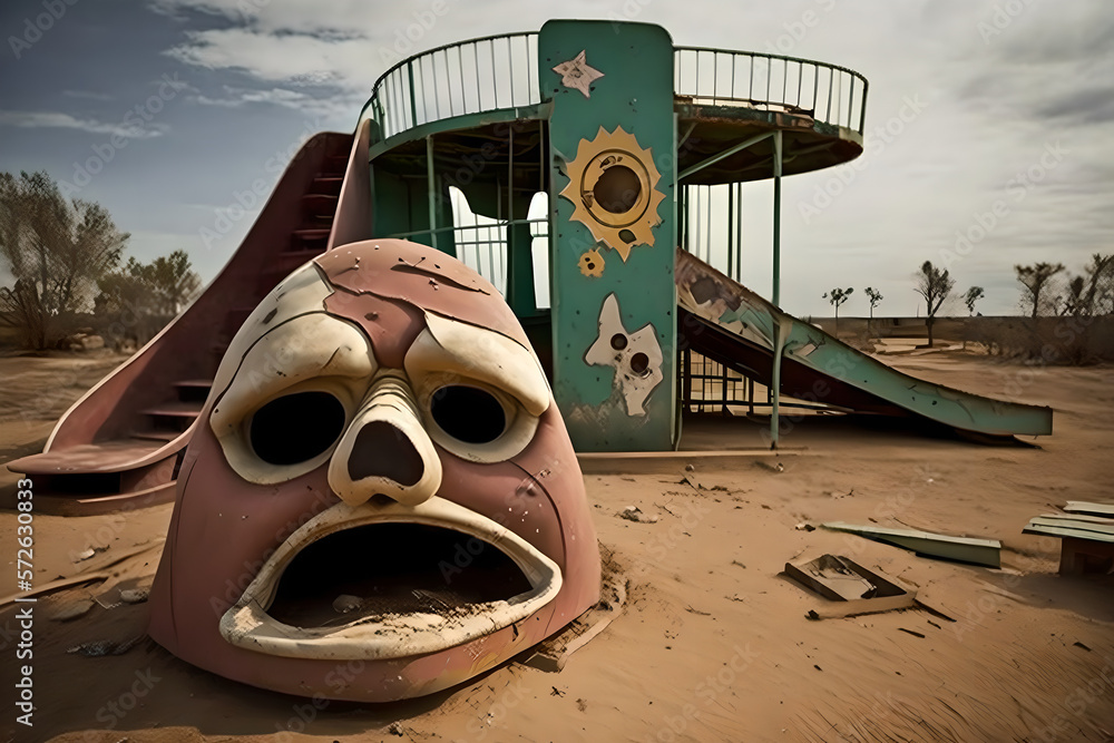 The weirdest most unusable defunct playground for kids, abandoned in ...