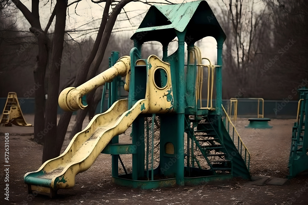 The weirdest most unusable defunct playground for kids, abandoned in ...