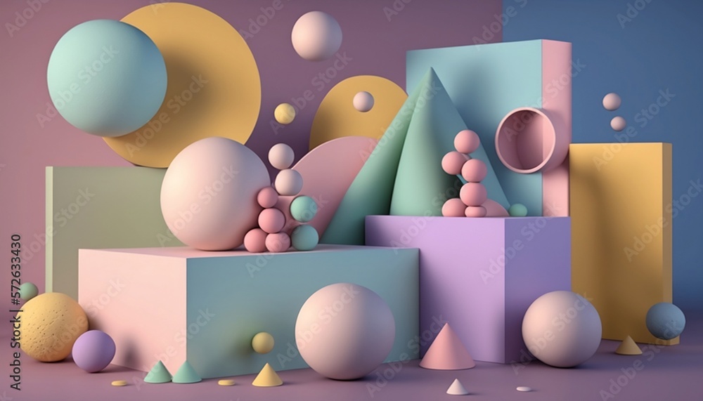 pastel color product display on modern background with blank showcase ...