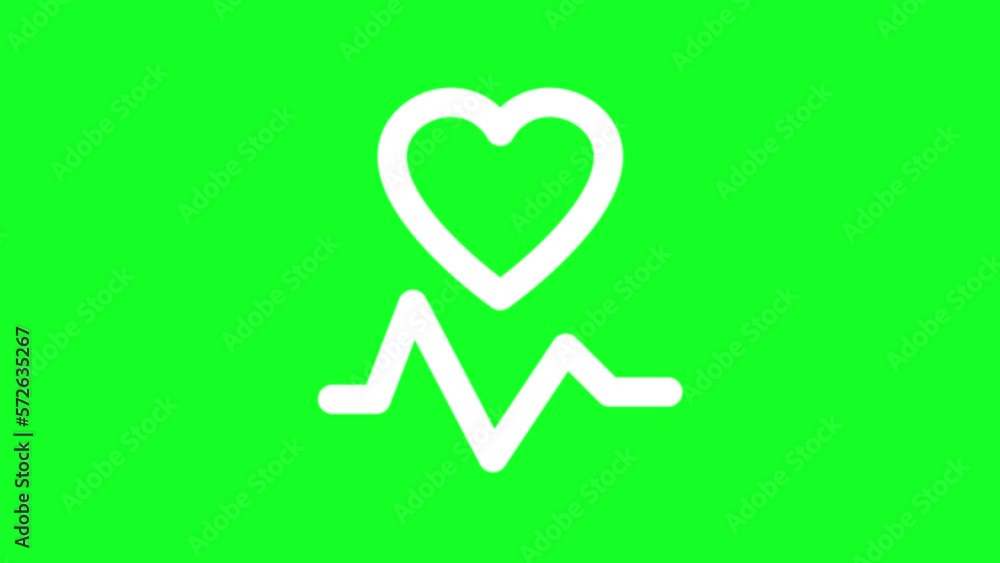 Animated cardiology white line icon. ECG test. Heart beating. Loop HD ...