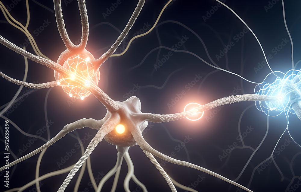 Image of the connections between neurons in the human brain. Generative ...