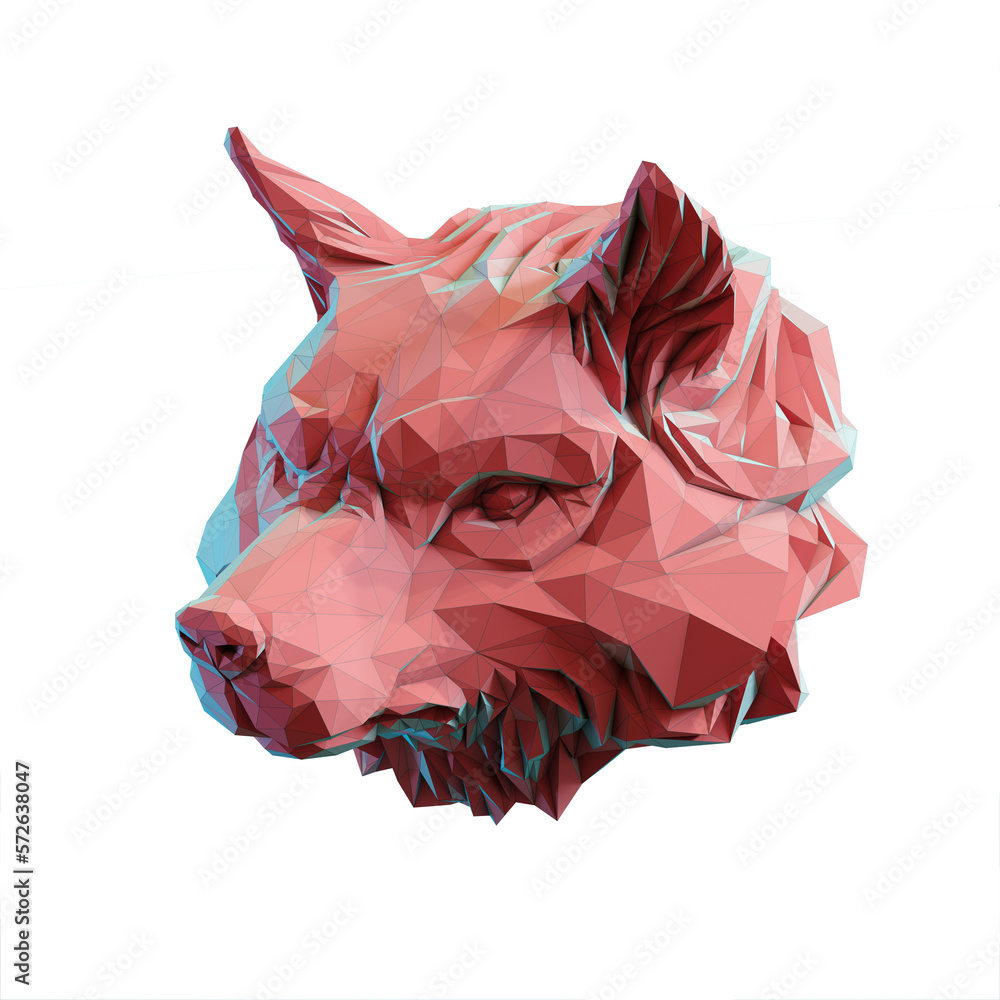 Wolf Head Low Poly 3d Papercraft polygonal Red isolated png ...