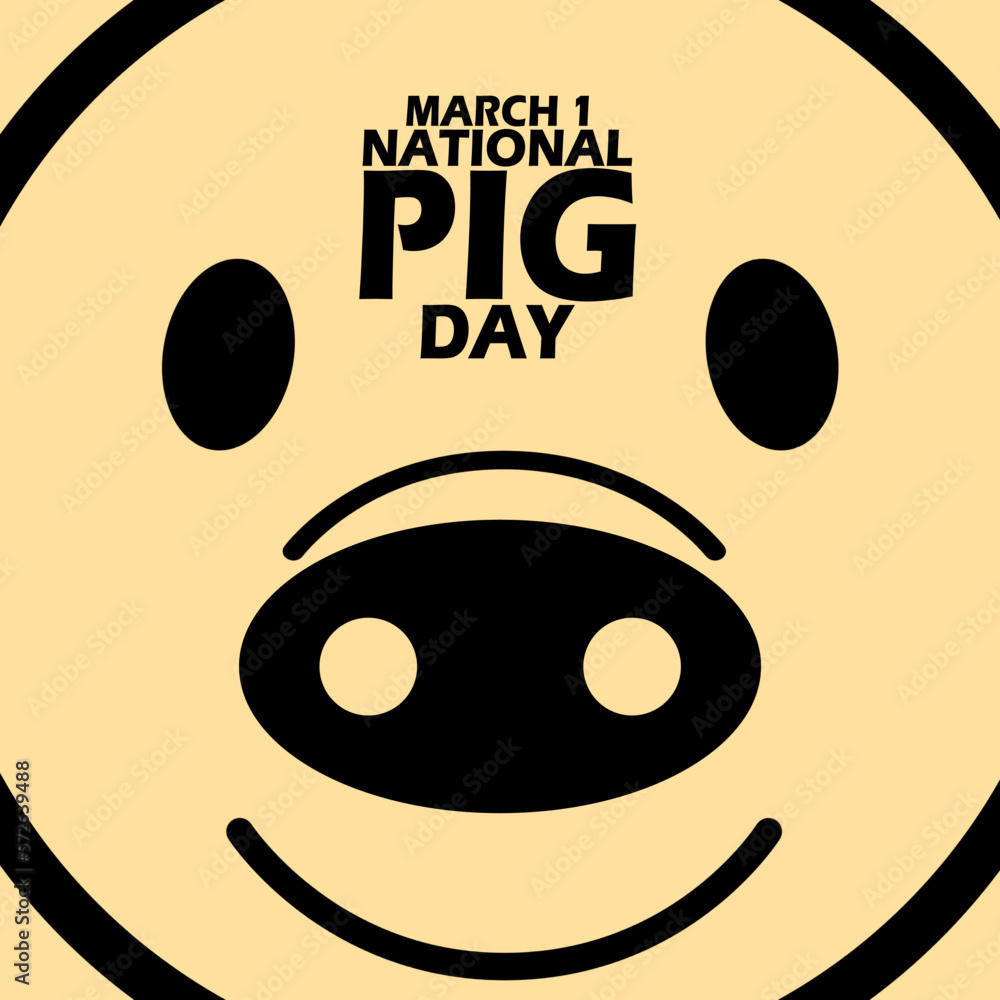 Cute illustration of a smiling pig's face and bold text on a light ...
