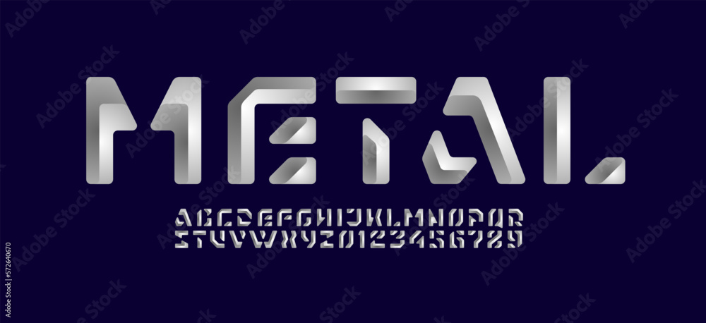 3D abstract hi tech techno alphabet font, for your future space design ...