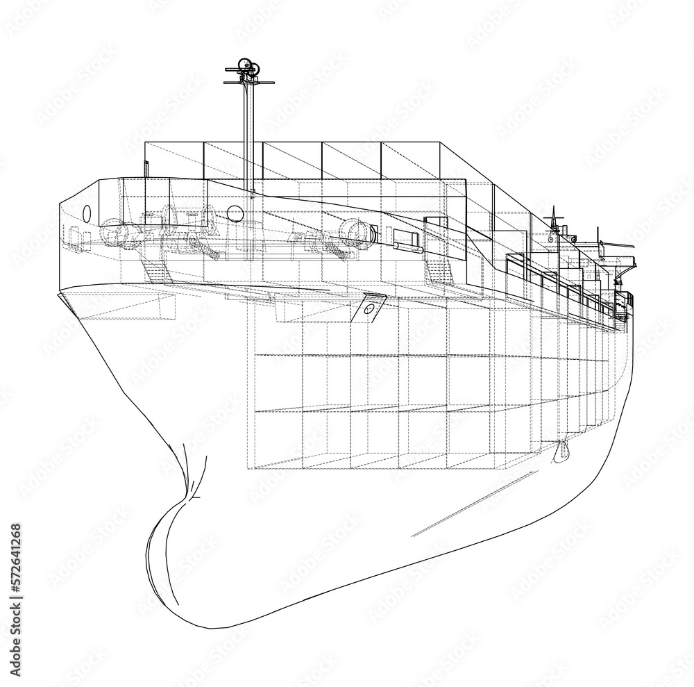 Cargo ship with containers Stock Illustration | Adobe Stock