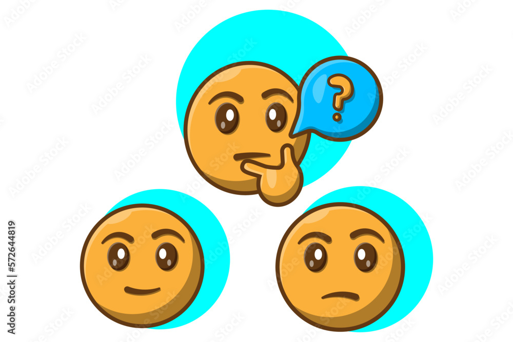 Illustration of a vector face emoji and thinking confusing face cartoon ...