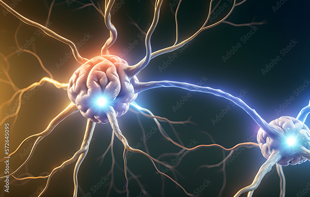 Image of the connections between neurons in the human brain. Generative ...