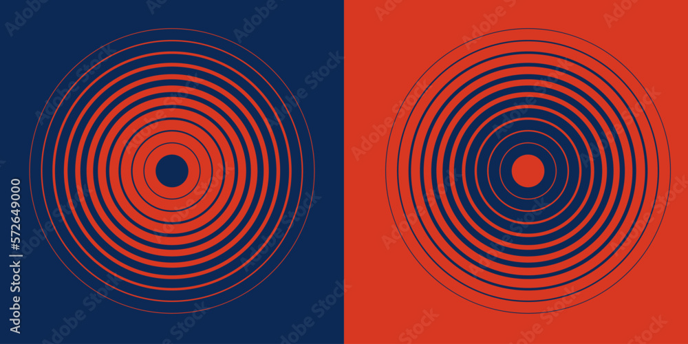 Abstract concentric, hypnotic circle elements isolated on a background ...