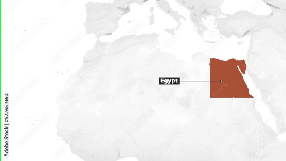 World map showing Egypt. From above zoom in. Country red is highlighted ...
