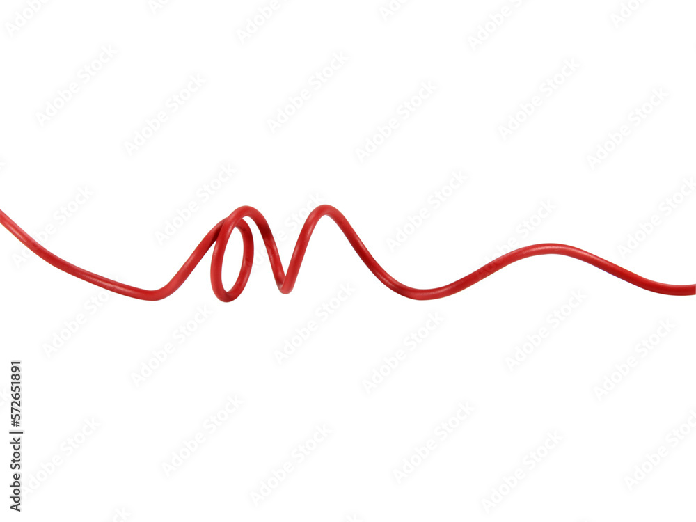 Red wire cable of usb and adapter isolated on white background. Stock ...