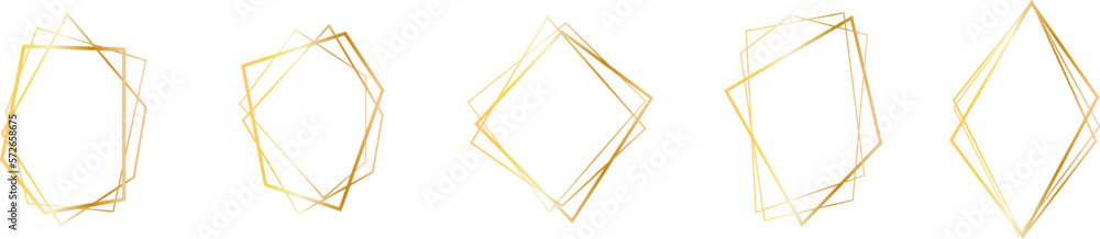 Set of geometric gold frame isolated on white.Golden Geometrical frames ...