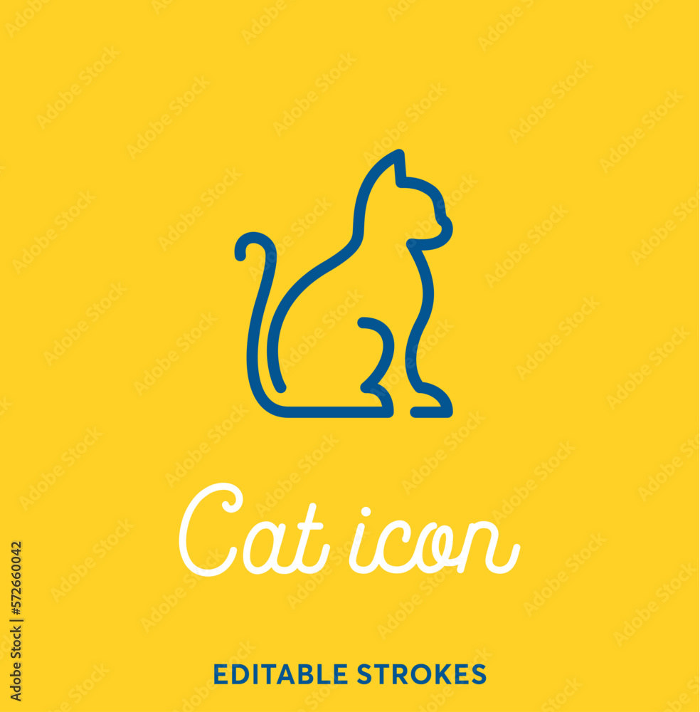 Cat outline icon isolated on yellow background. Minimal animal icon set ...
