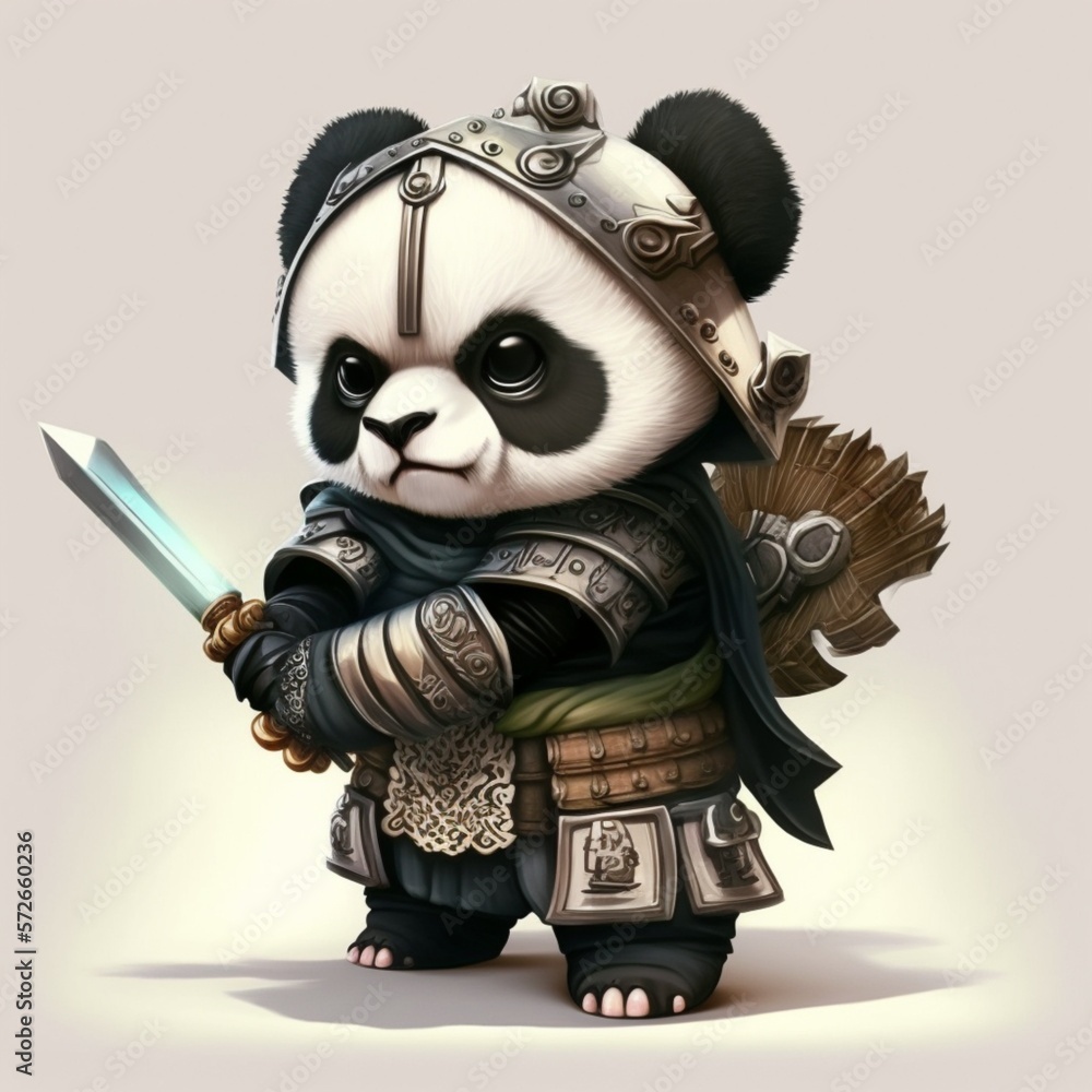 cute panda samurai with sword Stock Illustration | Adobe Stock