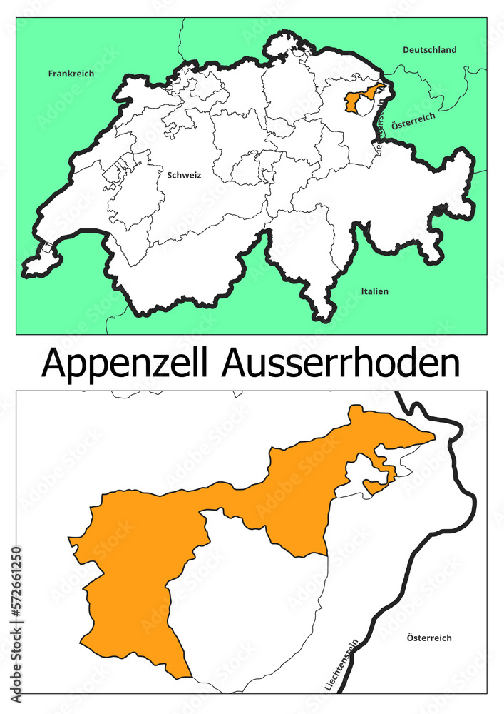 Schweiz Landkarte mit dem Kanton Appenzell Ausserrhoden Karte ...