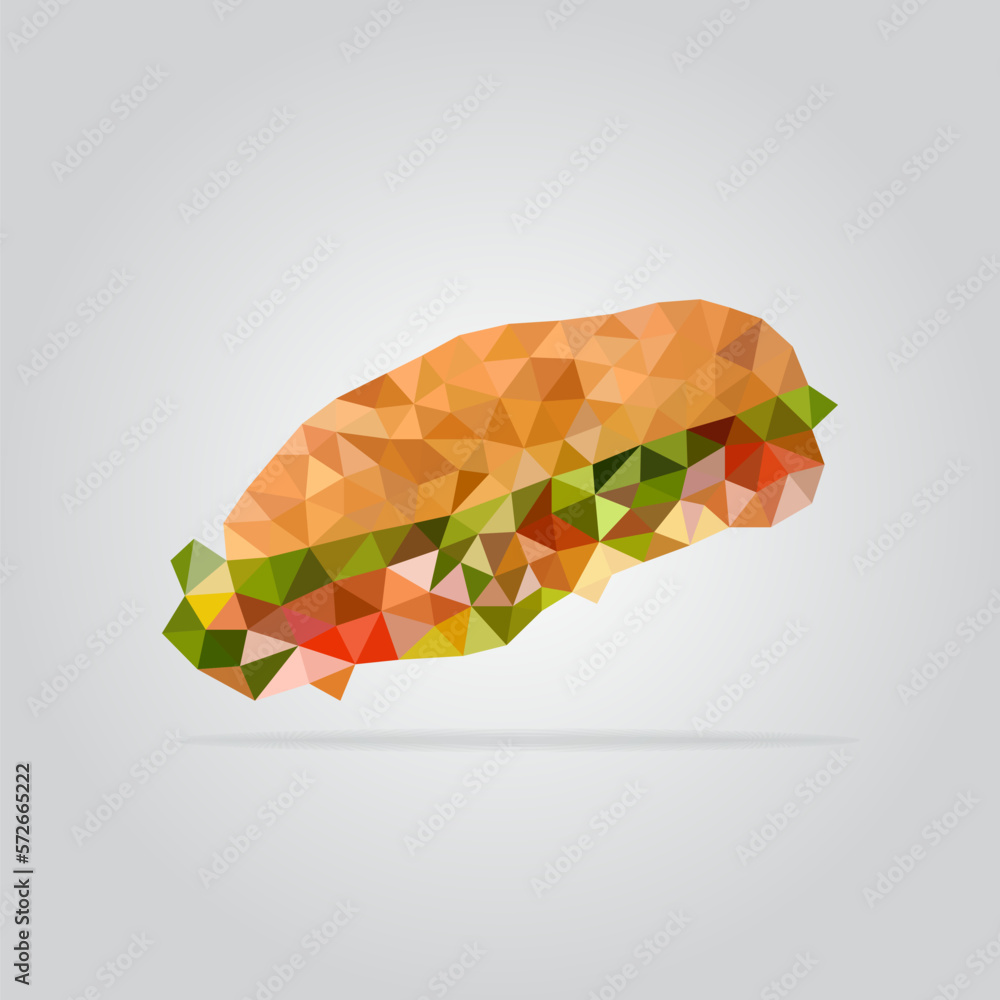 Polygonal abstract geometric low poly food eating menu restaurant fruit ...