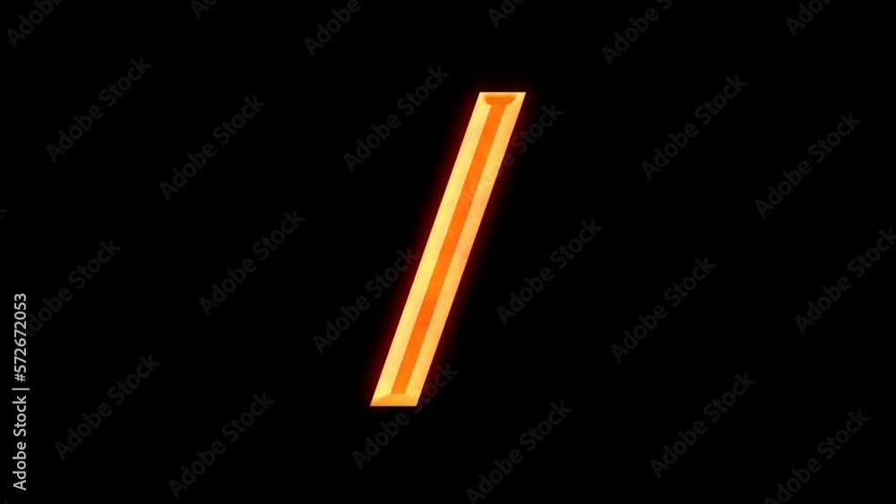 Slash Mark animation in gold color on transparent background. Alphabet ...