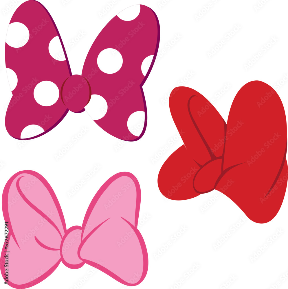 Bow set ribbon cartoon kids vector element Stock Vector | Adobe Stock