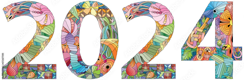 2024 number design. Cute vector Illustration for decoration Stock ...