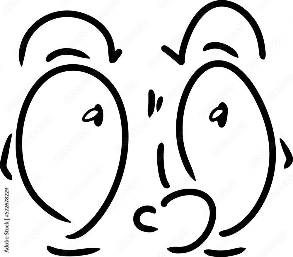 Vector Drawing Of Human Eyes With Noses And Eyebrows P Emotional Emoticon Outline Silhouette